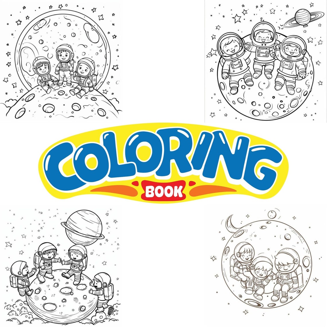 Space Kids Coloring Book Creative Play digital Download-pdf File ...