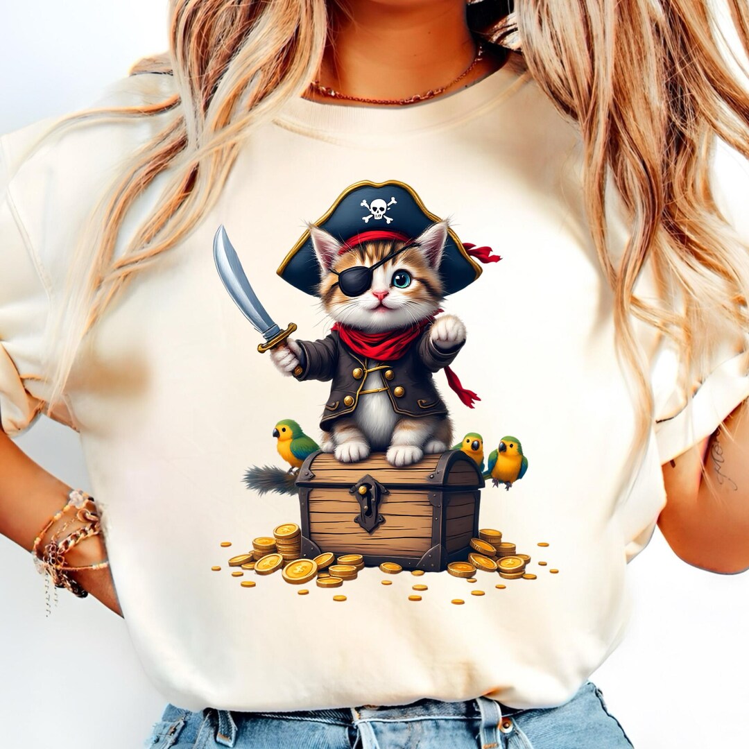 Pirate Cat Png, Retro Pirate Design, Coquette Cat Gift, Cat Treasure ...