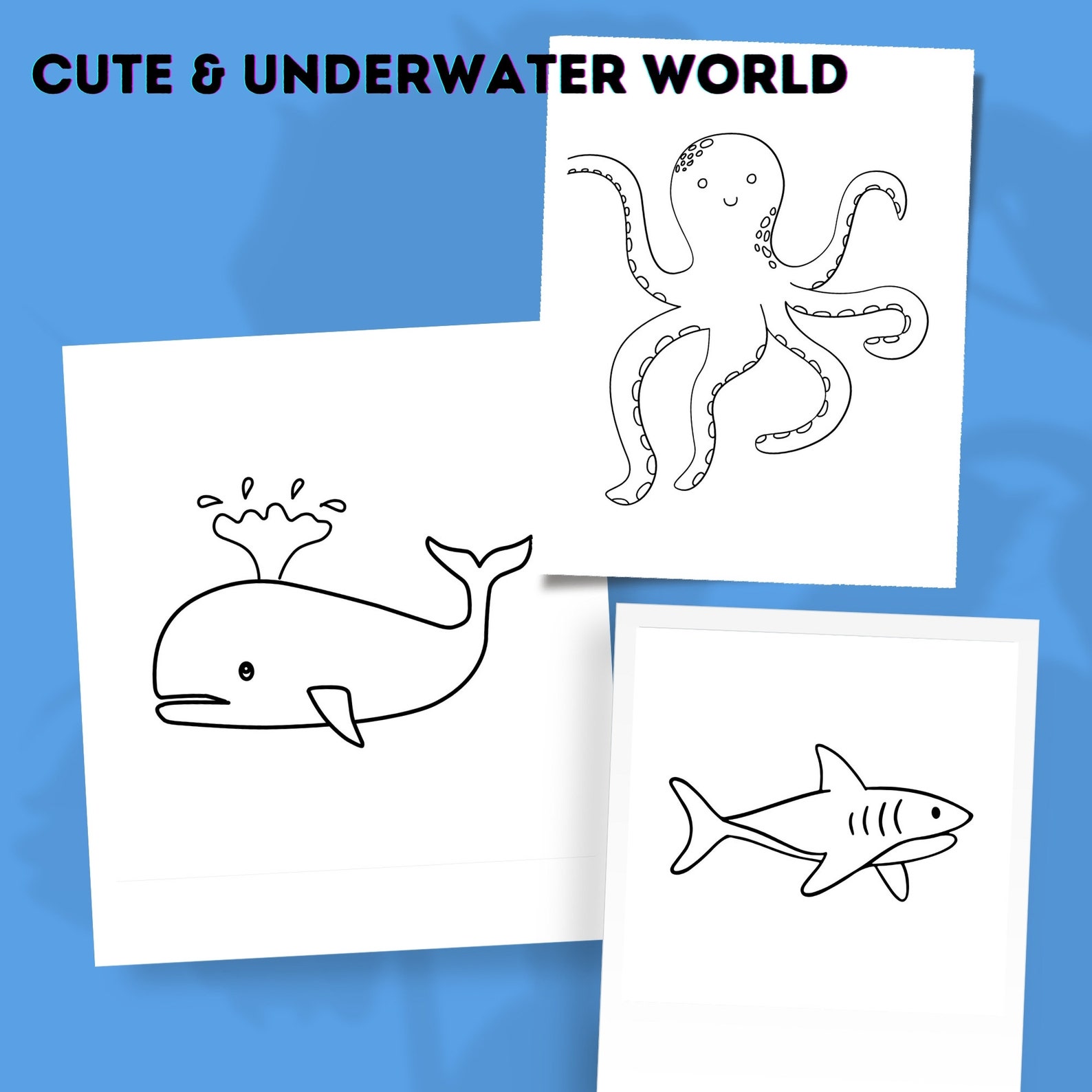 Cute Water Animals Coloring Book Coloring Book Coloring Book for Kids ...