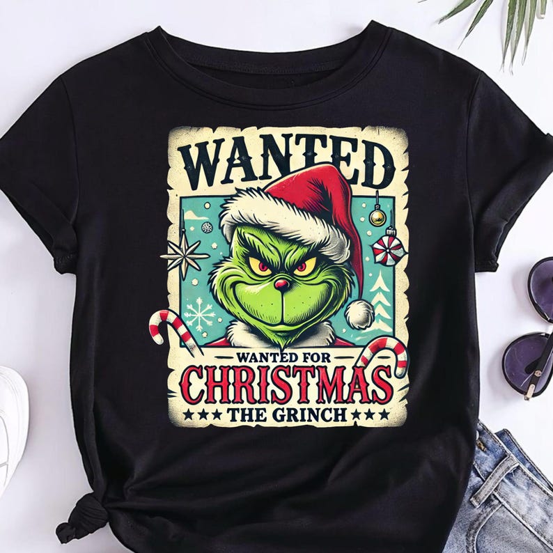 The Grinch Wanted Christmas PNG, Festive Digital Print - Etsy