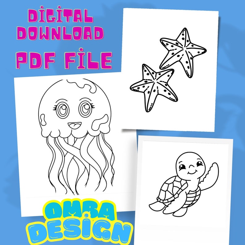 Cute Water Animals Coloring Book Coloring Book Coloring Book for Kids ...