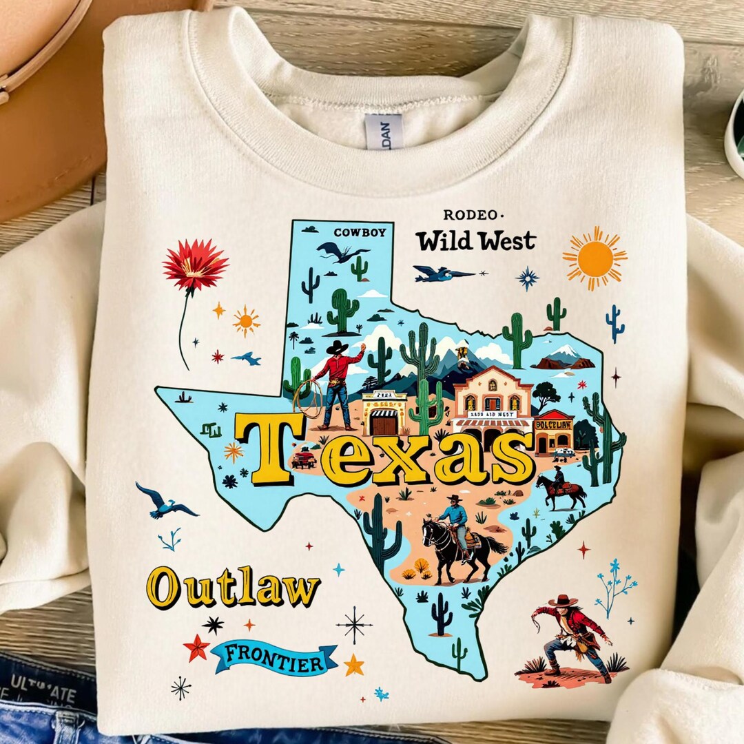 Western Texas Map Png, Texas Png Design, Texas Wild West PNG, Vintage ...