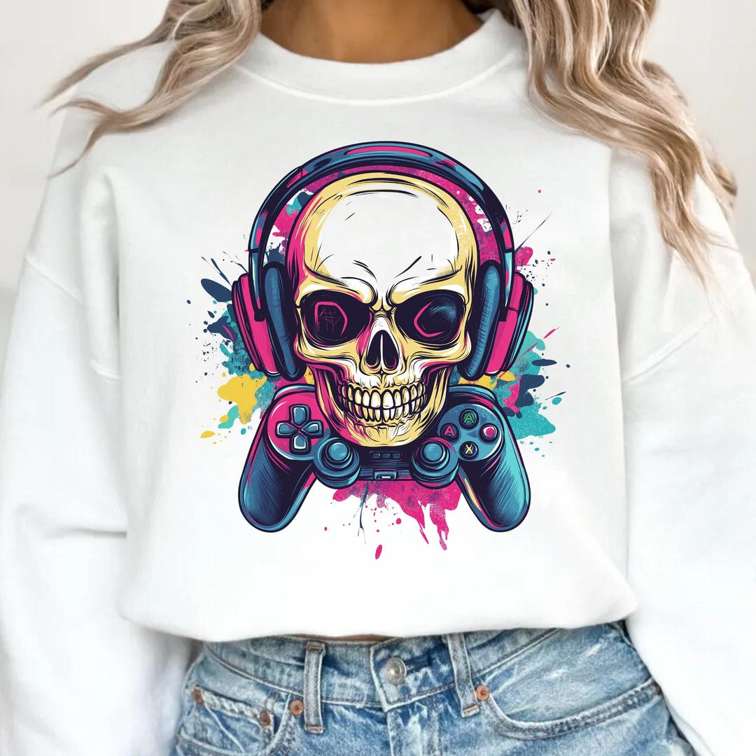 Gaming Skull Png Design, Gamer Skull Shirt, Gamer Skull Art, Neon Skull ...