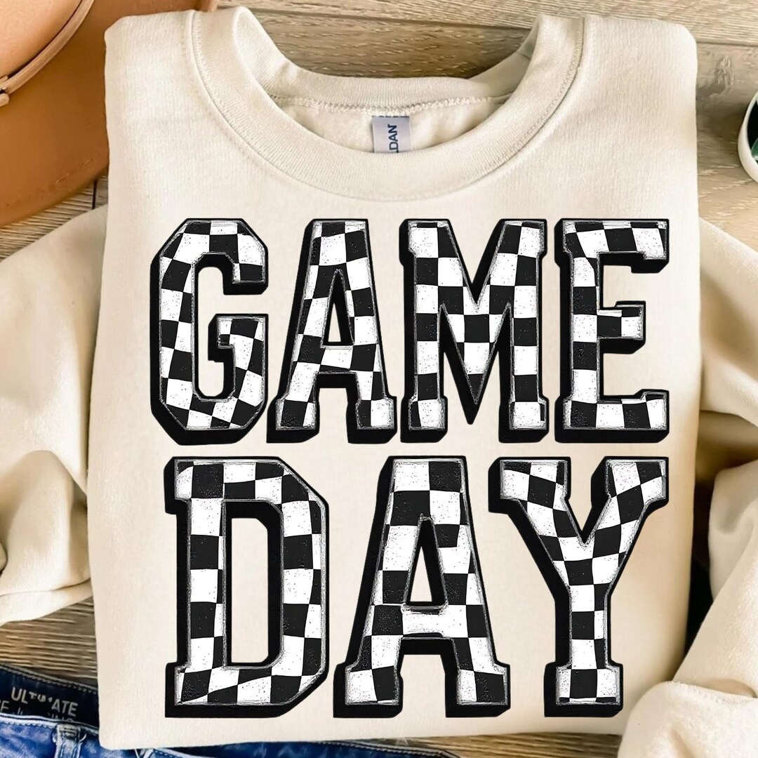 Checkered Game Day PNG, Game Day Text T-shirt Design, Digital Download ...