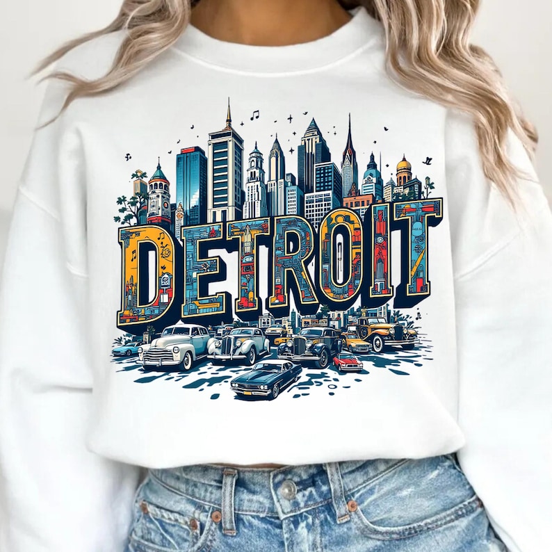 Retro Detroit Car PNG: Vintage City Skyline (digital Download) - Etsy