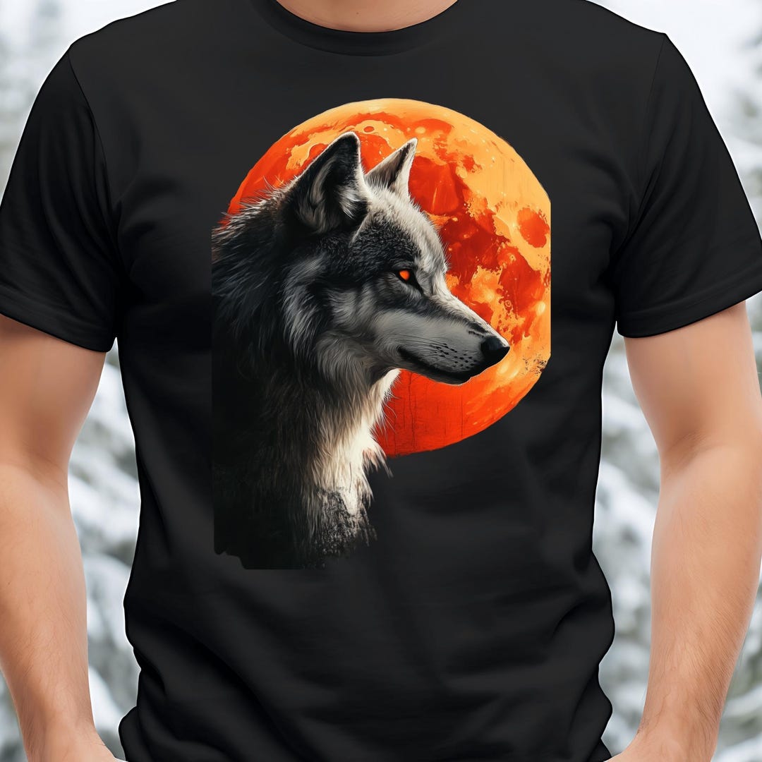 Wolf and Moon, Png, Wolf Png, Moon Shirt, Animal Print Tee, Download ...