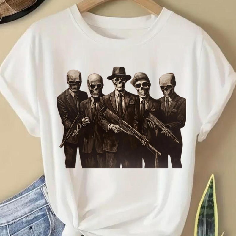 Gangster Skeleton Mafia T-shirt - PNG -download Sublimation Designs ...
