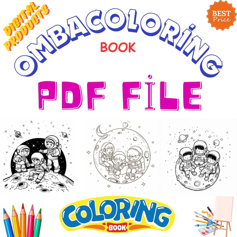 Space Kids Coloring Book Creative Play digital Download-pdf File ...