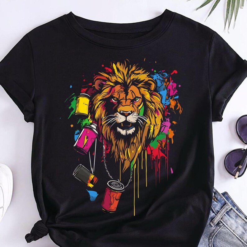 Diseño de graffiti de león en formato PNG, diseño de rey león, camiseta ...