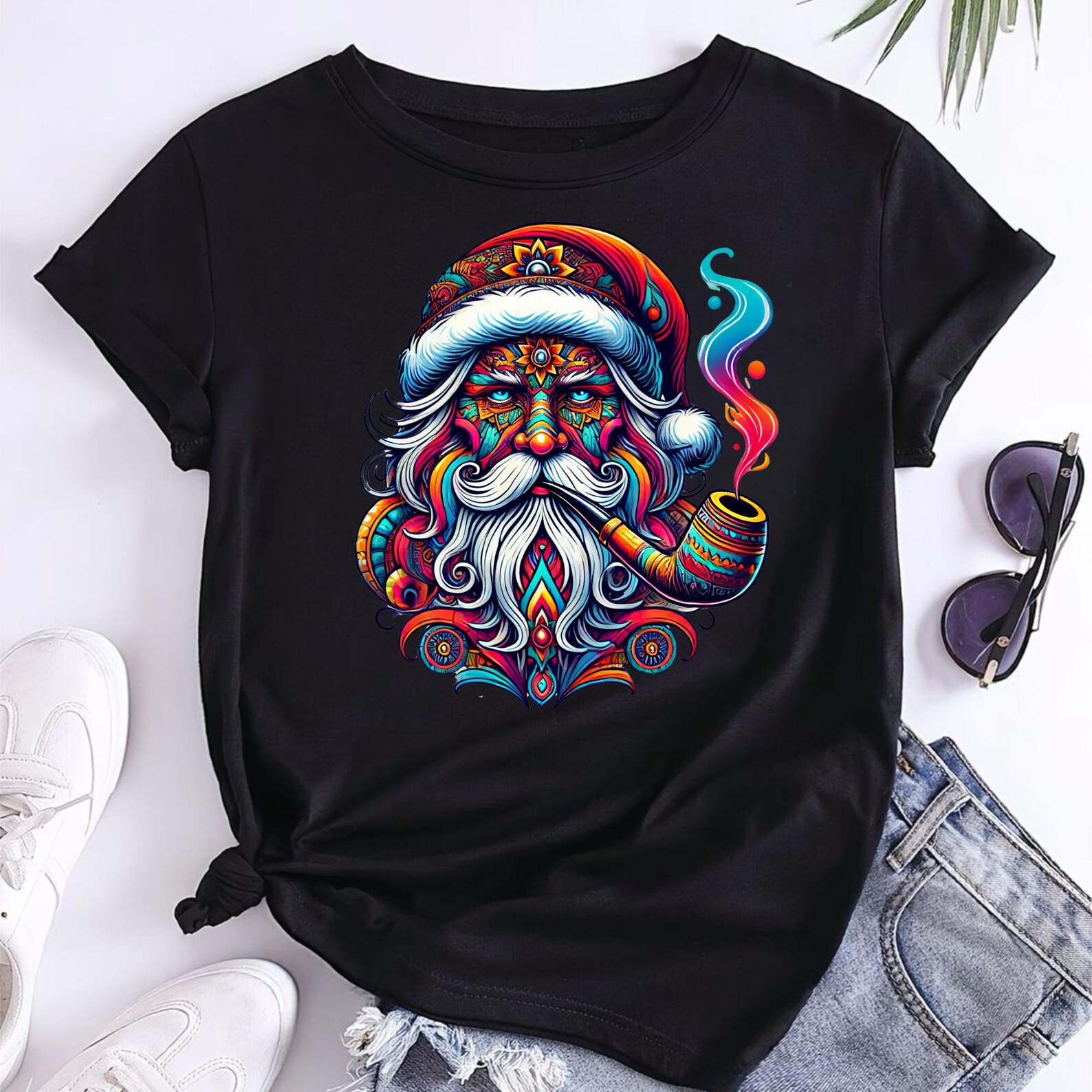 Psychedelic Santa Art, Thug Life Santa Claus, Colorful Santa ...