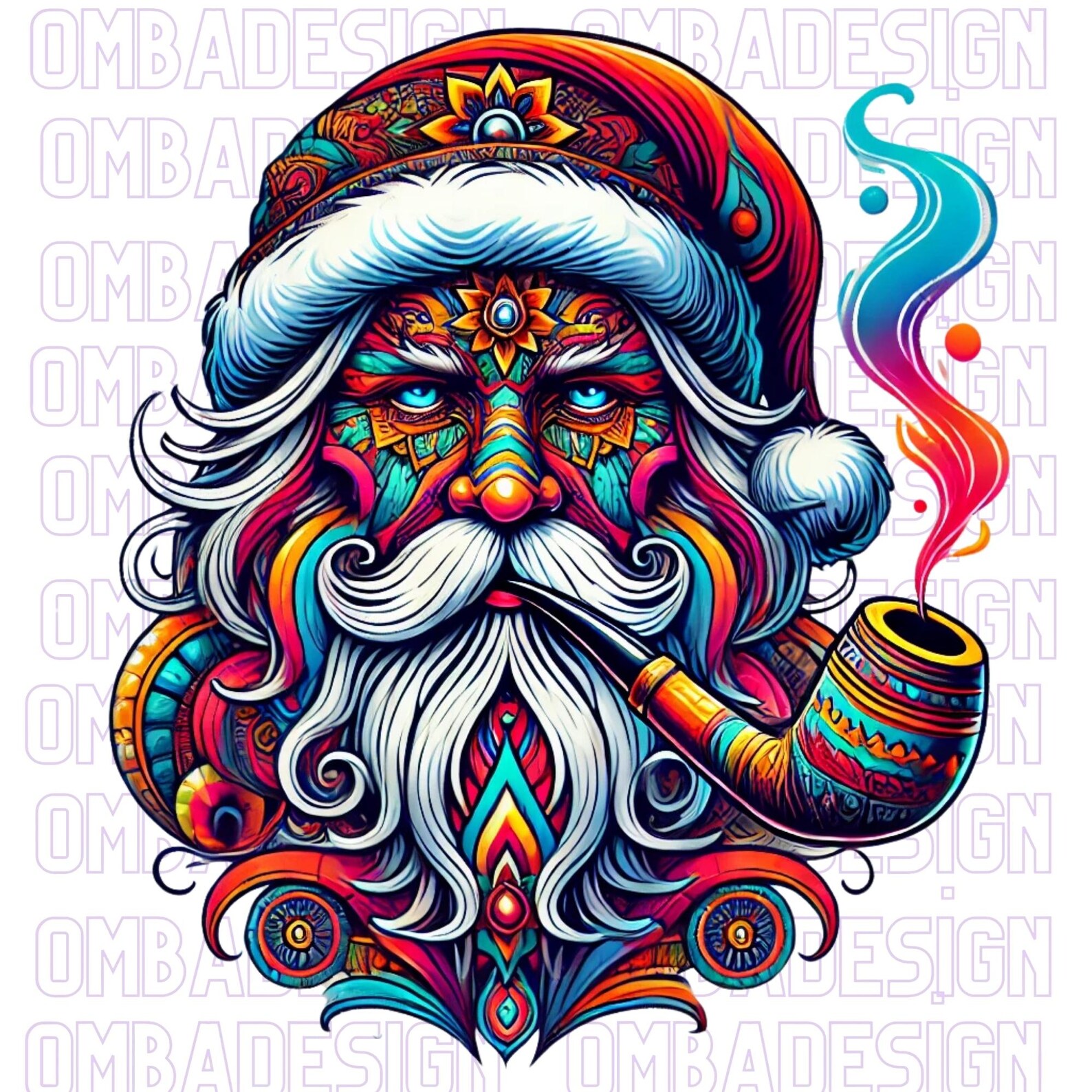 Psychedelic Santa Art, Thug Life Santa Claus, Colorful Santa ...