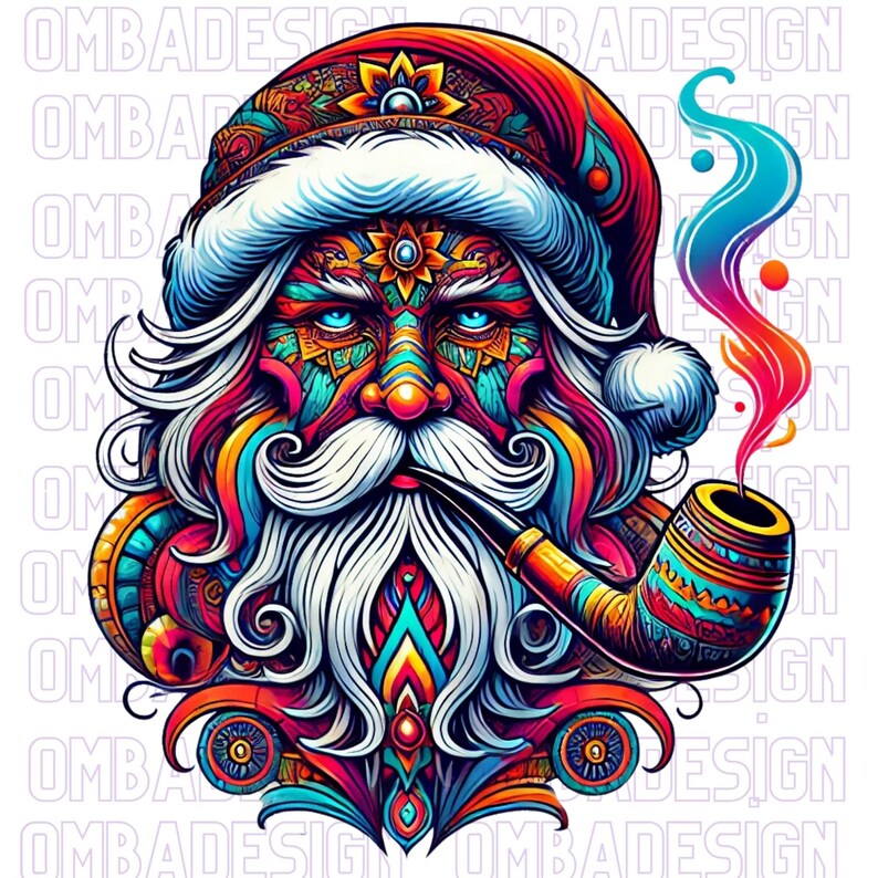 Psychedelic Santa Art, Thug Life Santa Claus, Colorful Santa ...