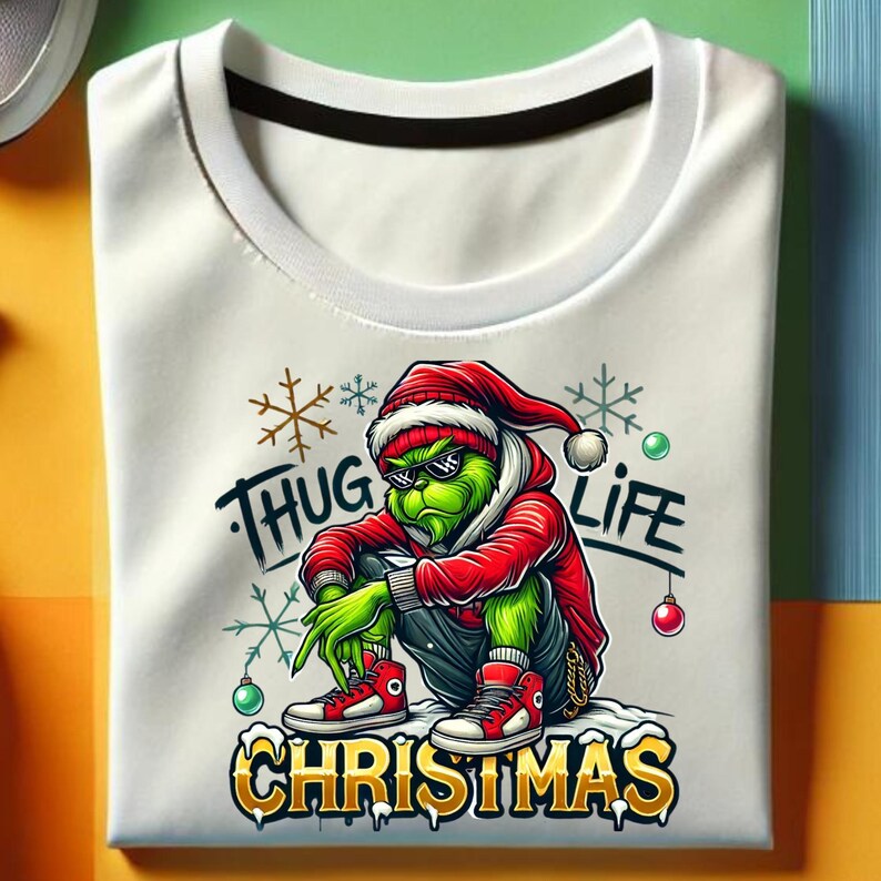 Funny Grinch Thug Life Christmas PNG, Sublimation Design (digital ...