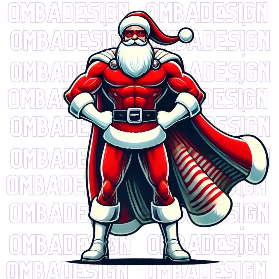 Superhero Santa Christmas PNG, Festive Hero Design (digital Download ...