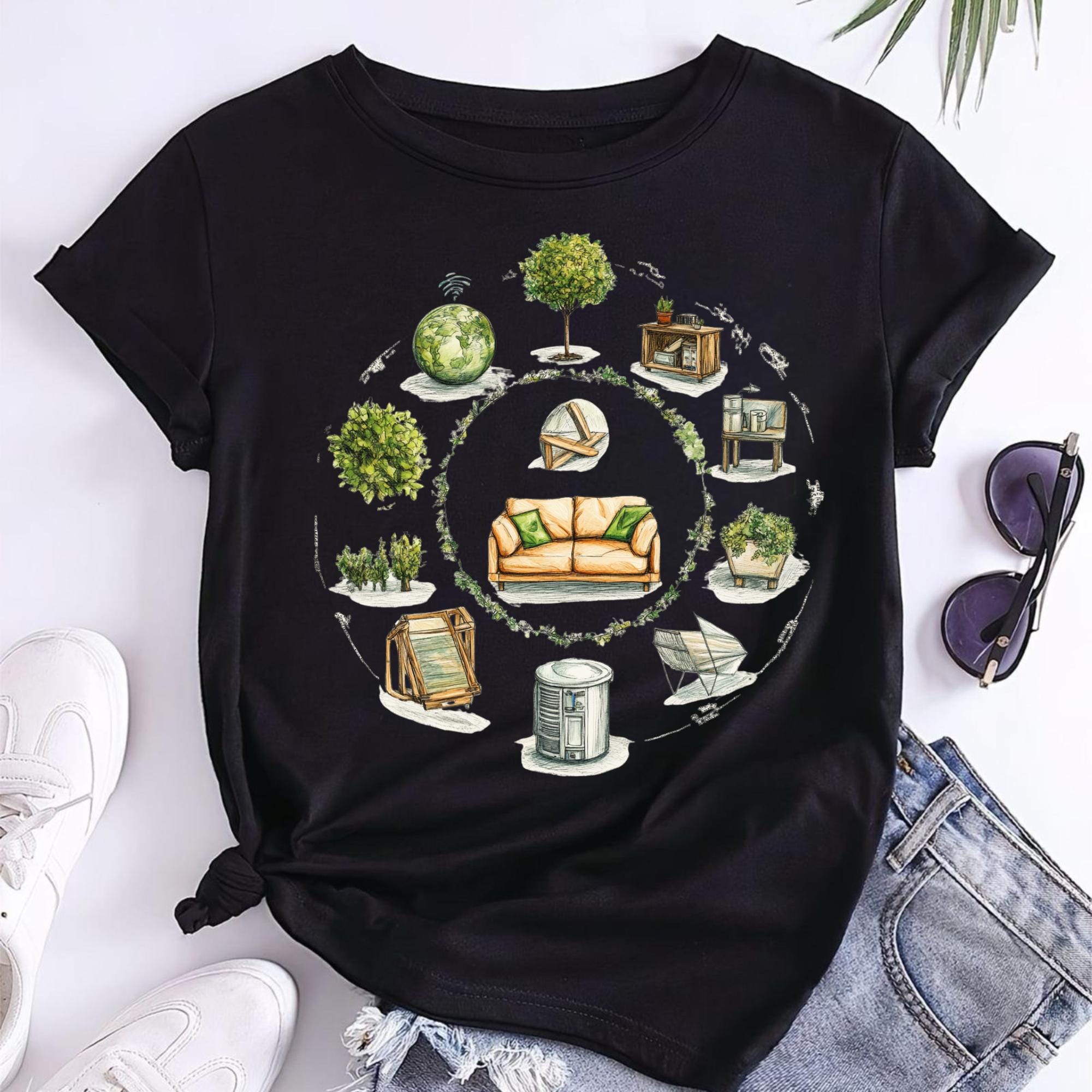 Sustainable Living Illustration: Eco-friendly Home Decor (digital Print ...
