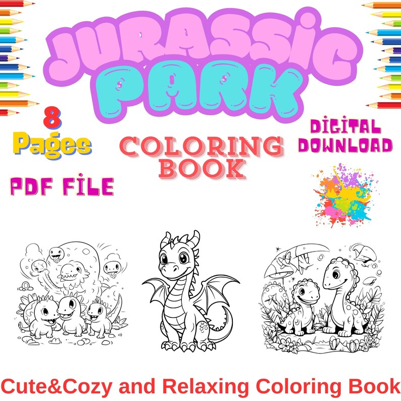Jurassic Park Coloring Book Creative Play digital Download-pdf File ...