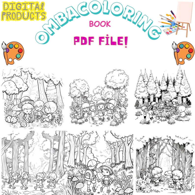 Forest Kids Coloring Book Creative Play digital Download-pdf File ...