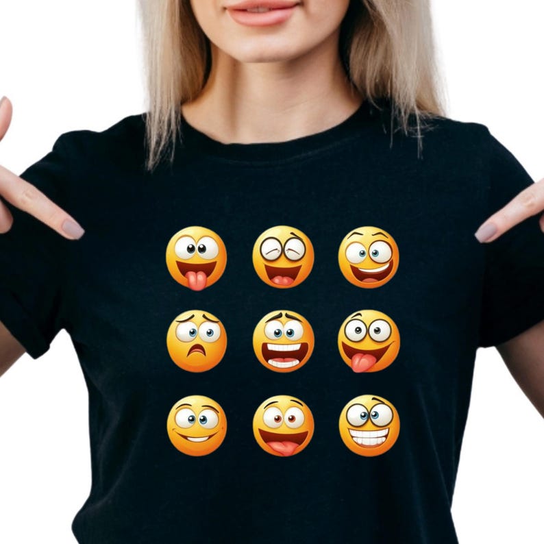 Trendy Emoji Shirt Design Fun, Unique, and Stylish Graphic Tee for ...