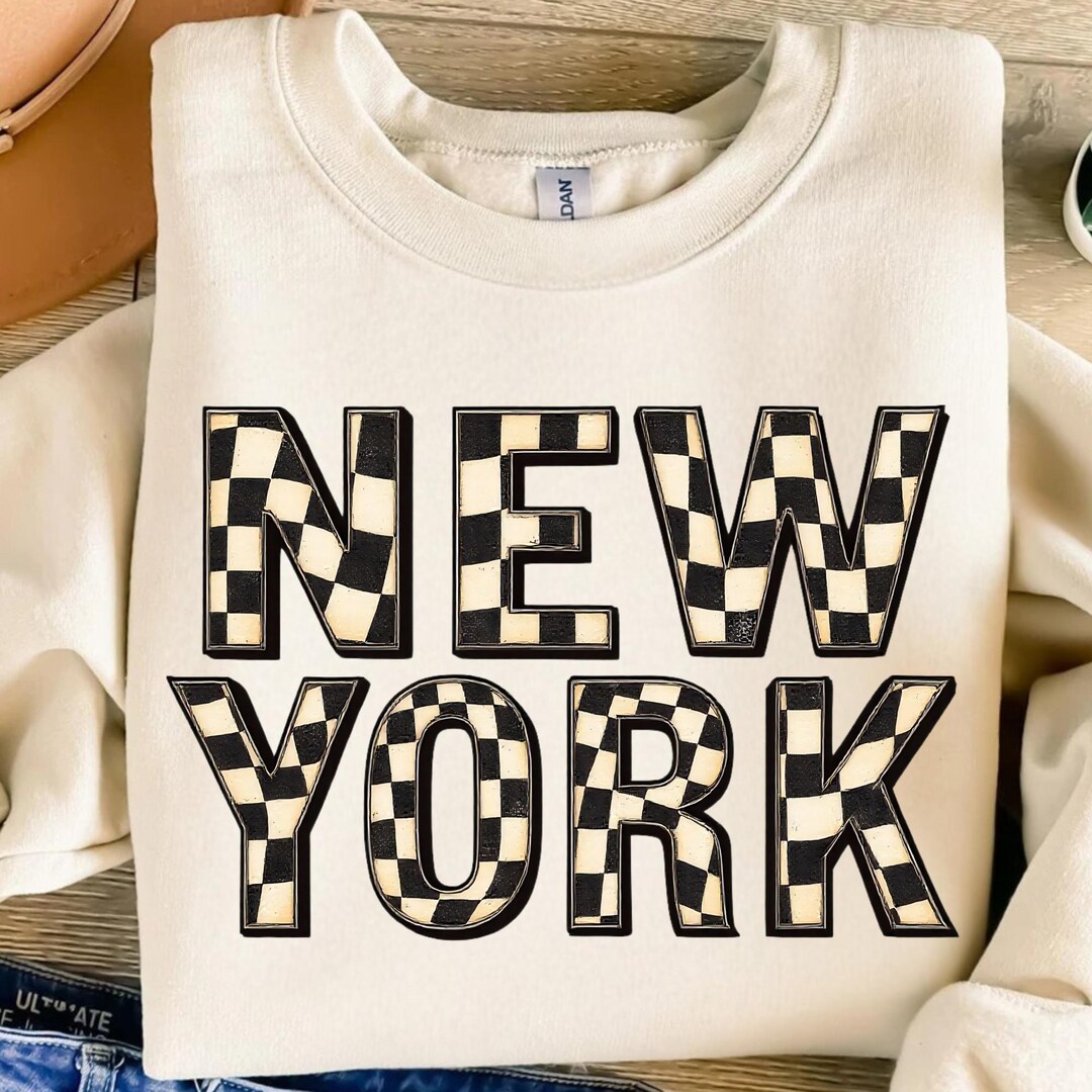 Retro Checkered New York PNG: Distressed NYC Design (digital Download ...