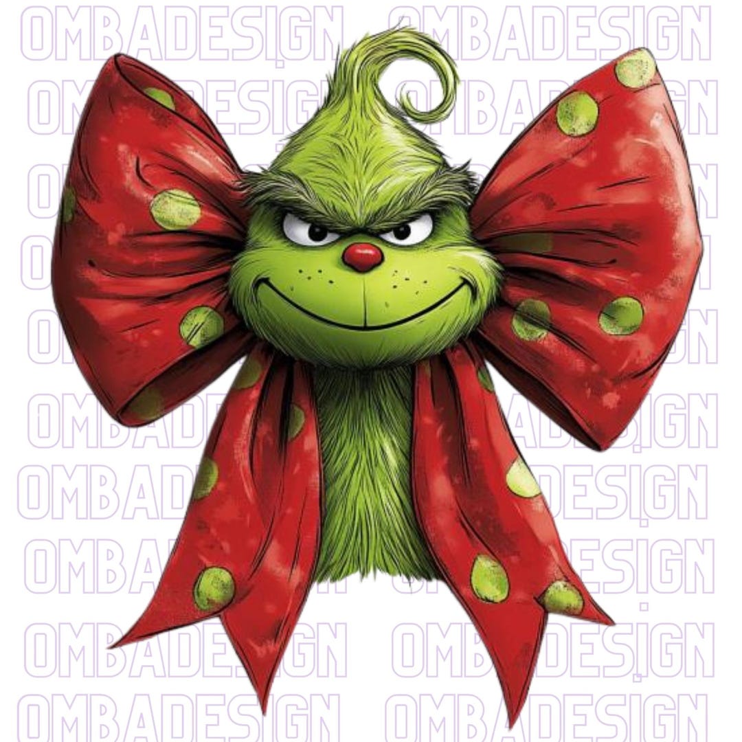 Grinch Bow Sublimation,png,merry Christmas Png,christmas Grinch ...