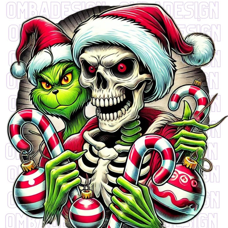 Skeleton Grinch Christmas PNG, Funny Xmas Sublimation (digital Download ...