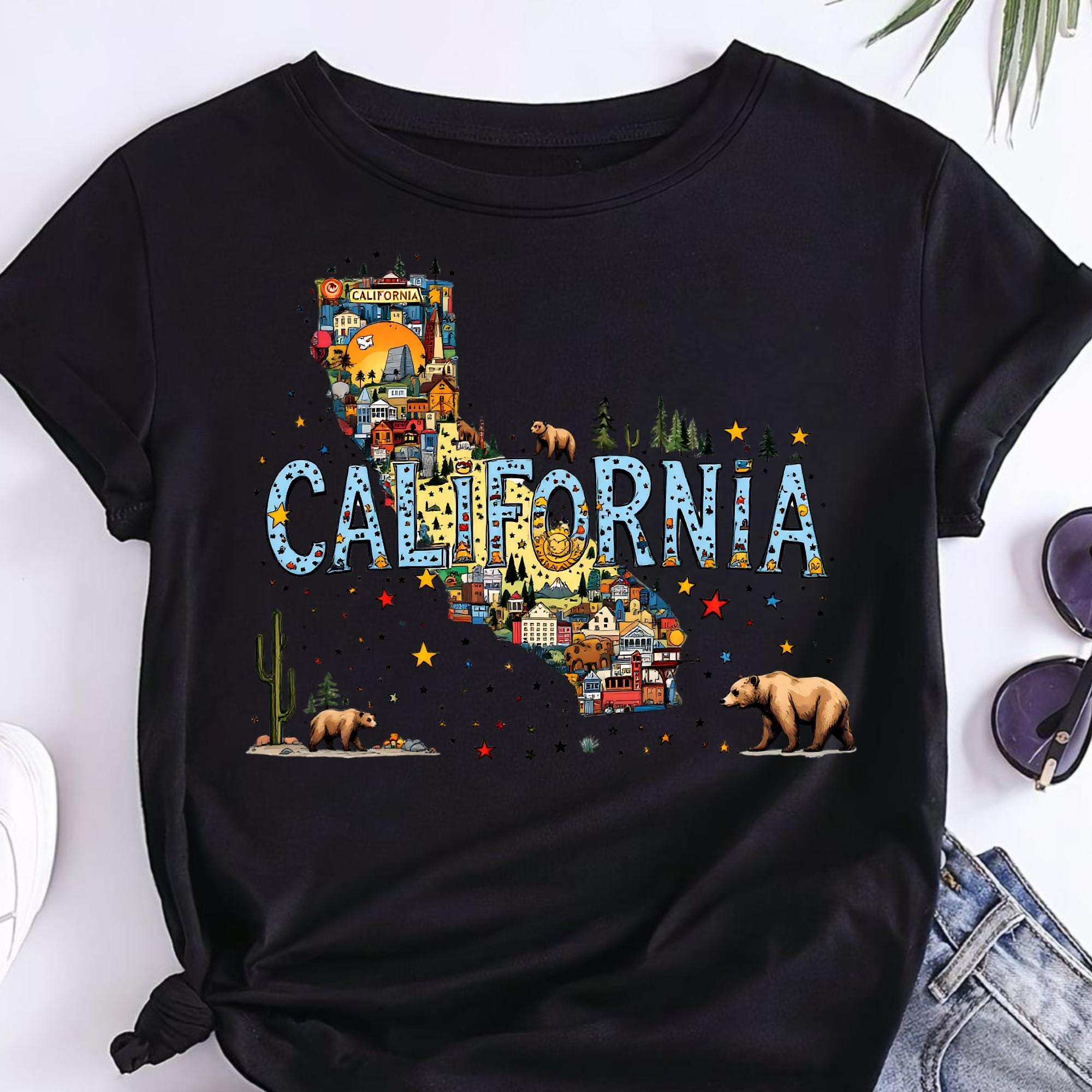 Retro California Map PNG Design: Cali Bear Gift (digital Download) - Etsy