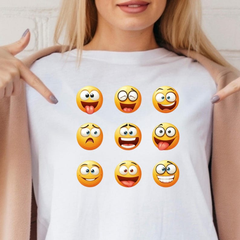Trendy Emoji Shirt Design Fun, Unique, and Stylish Graphic Tee for ...