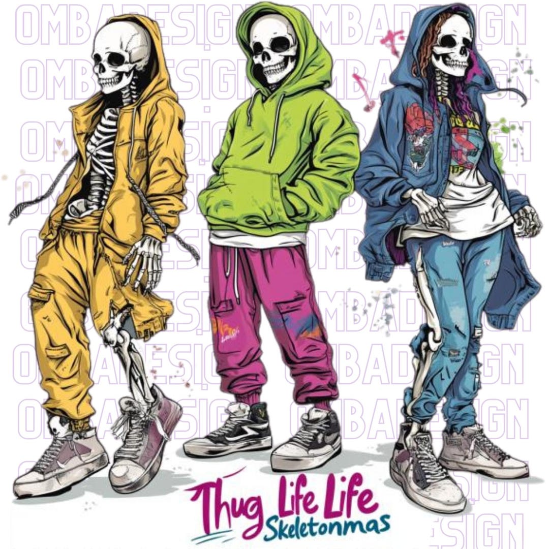 Thug Life Skeletonmas Png, Merry Christmas Png, Christmas Skeleton Png ...