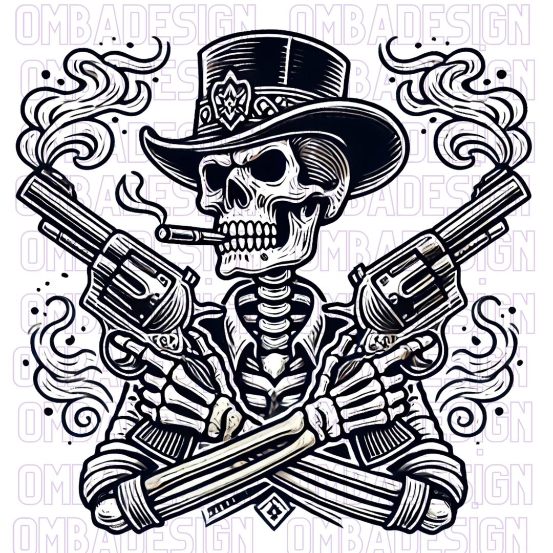 Skeleton Cowboy Mafia Shirt Design: Western Gothic PNG (digital ...