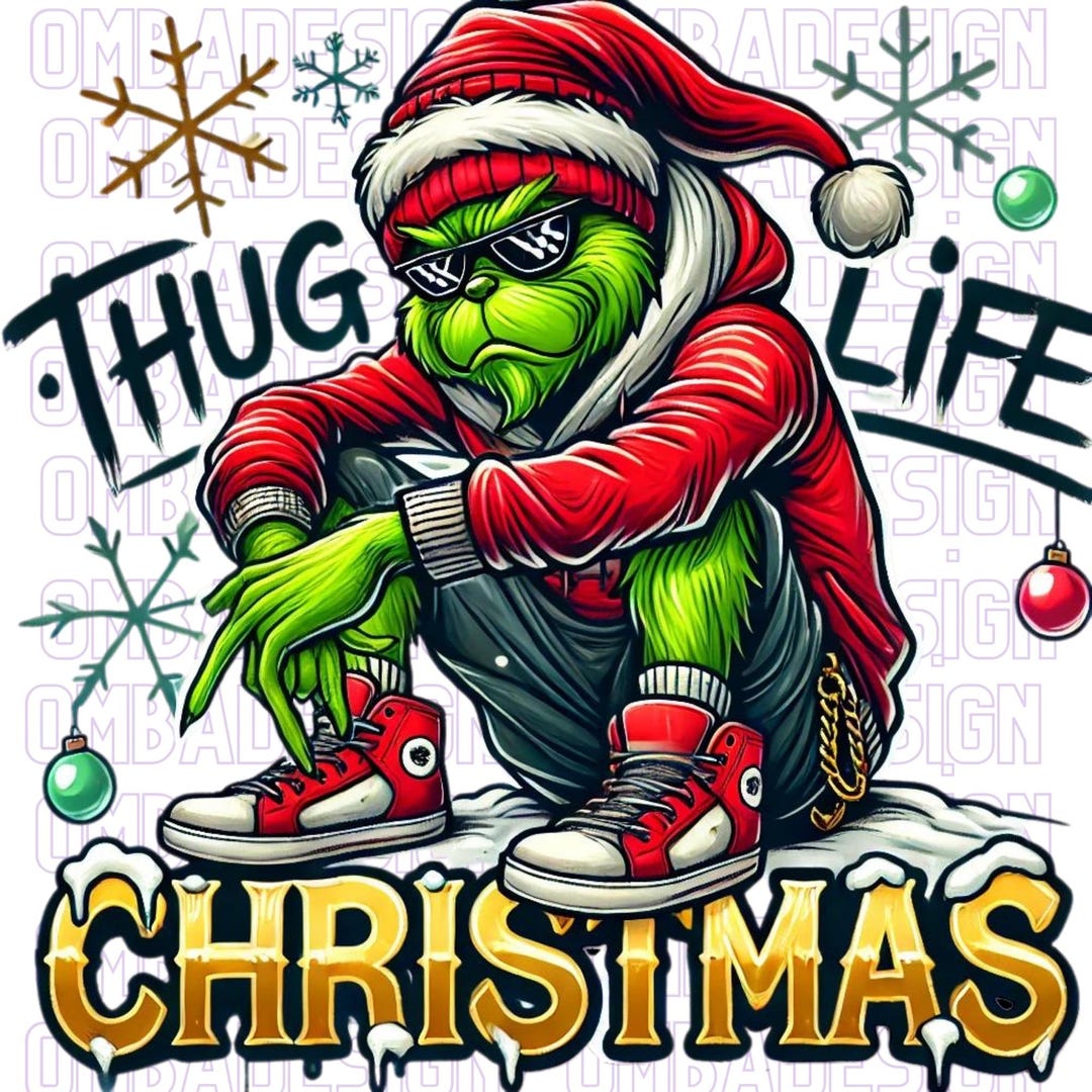 Thug Life Christmas Shirt Design, Merry Christmas, Christmas Grinch ...