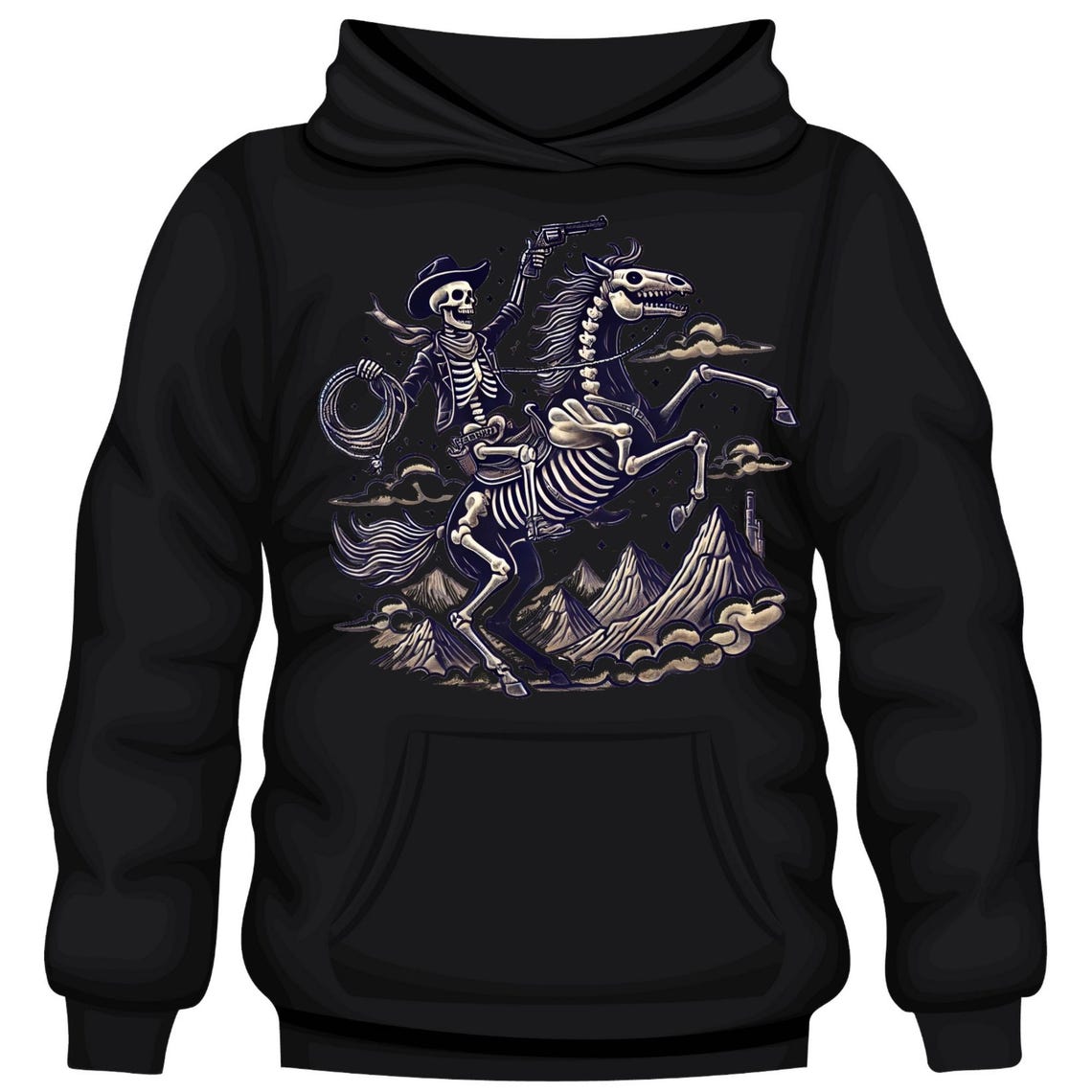Spooky Western Skeleton Cowboy Rider PNG: Wild West Skull (digital ...