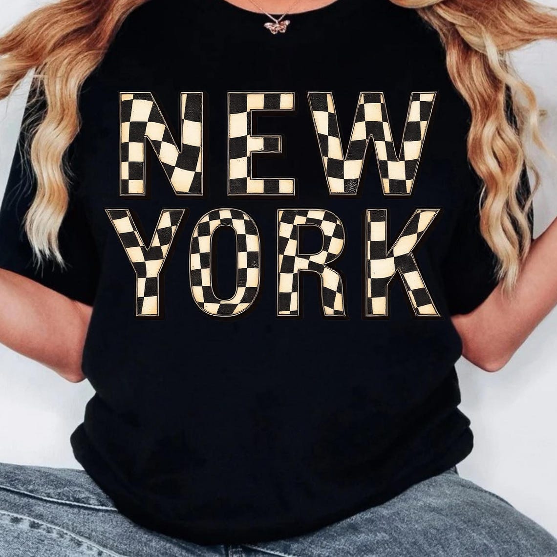 Retro Checkered New York PNG: Distressed NYC Design (digital Download ...