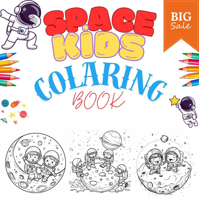 Space Kids Coloring Book Creative Play digital Download-pdf File ...