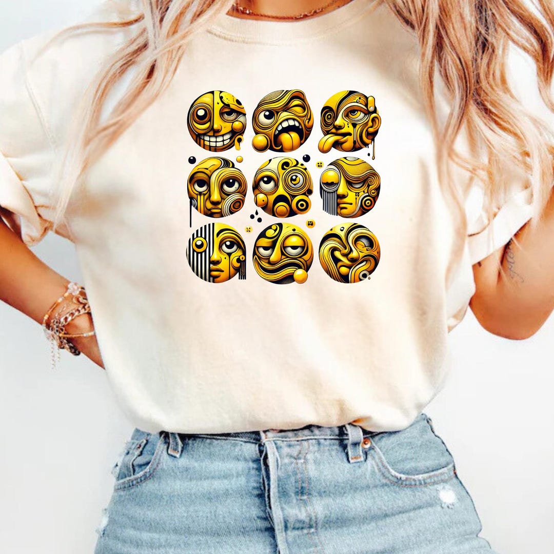 Emoji Png Designs, Abstract Emoji Png, Yellow Surreal Faces ...