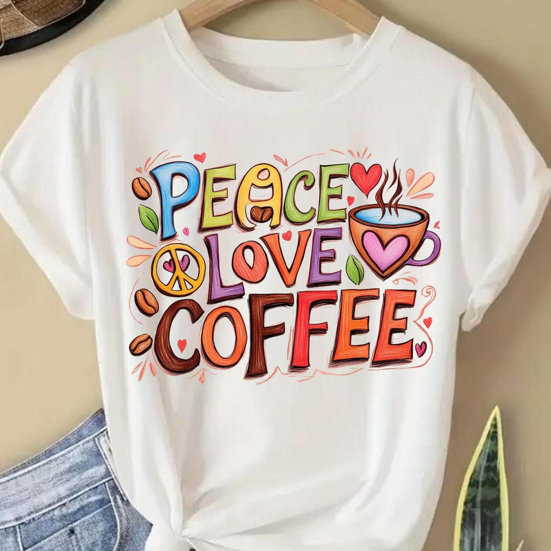 Peace Love Coffee Design, Artistic Style for Coffee Lovers, Peace Love ...