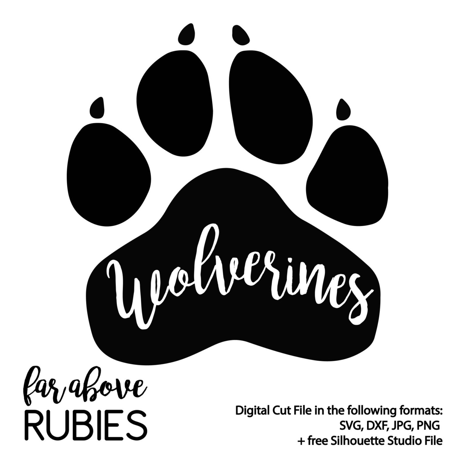 Wolverines Paw Print SVG & DXF Digital cut file for Silhouette | Etsy