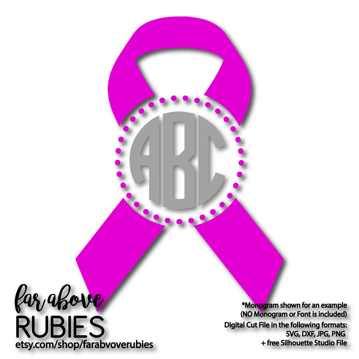 Cancer Awareness Remembrance Ribbon Monogram Frame Dots | Etsy