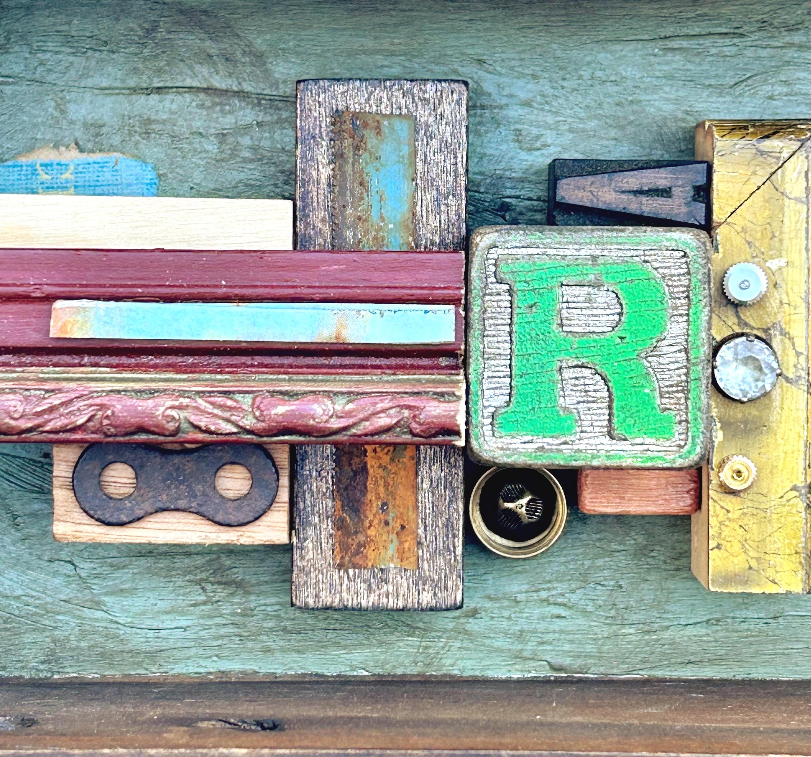 Funky Assemblage Art: Found Object Collage in Sewing Drawer - Etsy