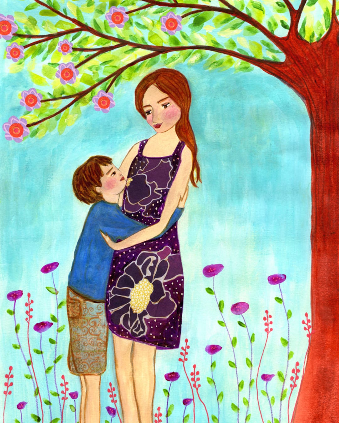 Mother and Son Art Print - Motherhood Art Print - Mother and Child ...