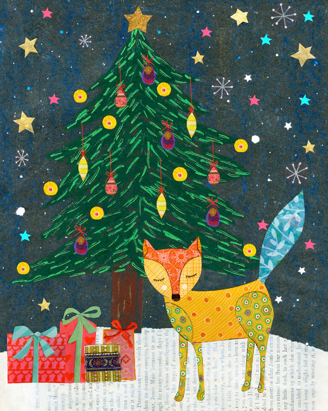 Christmas Fox - Christmas Nursery Decor - Animal Nursery Art Print ...