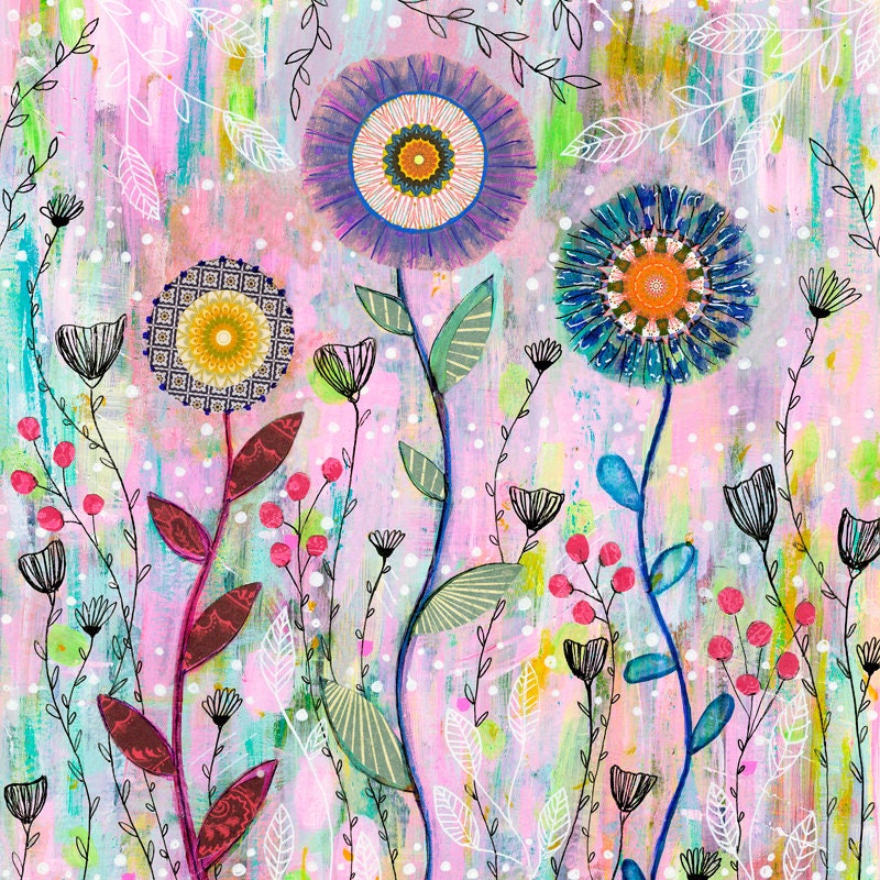 Flower Art Print, Large Psychedelic Flower Poster Print, Fractal ...