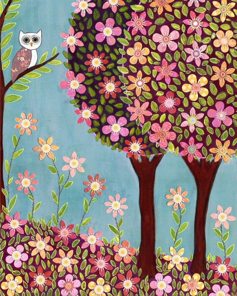 Tree Owl Print Woodland Decor Nursery Art Nursery Decor | Etsy