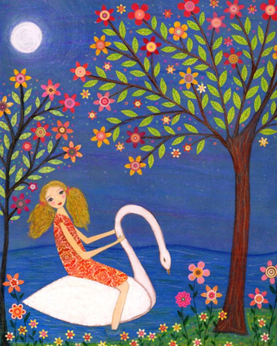 Swan Princess Art Print Fairytale Art Large Art Print | Etsy