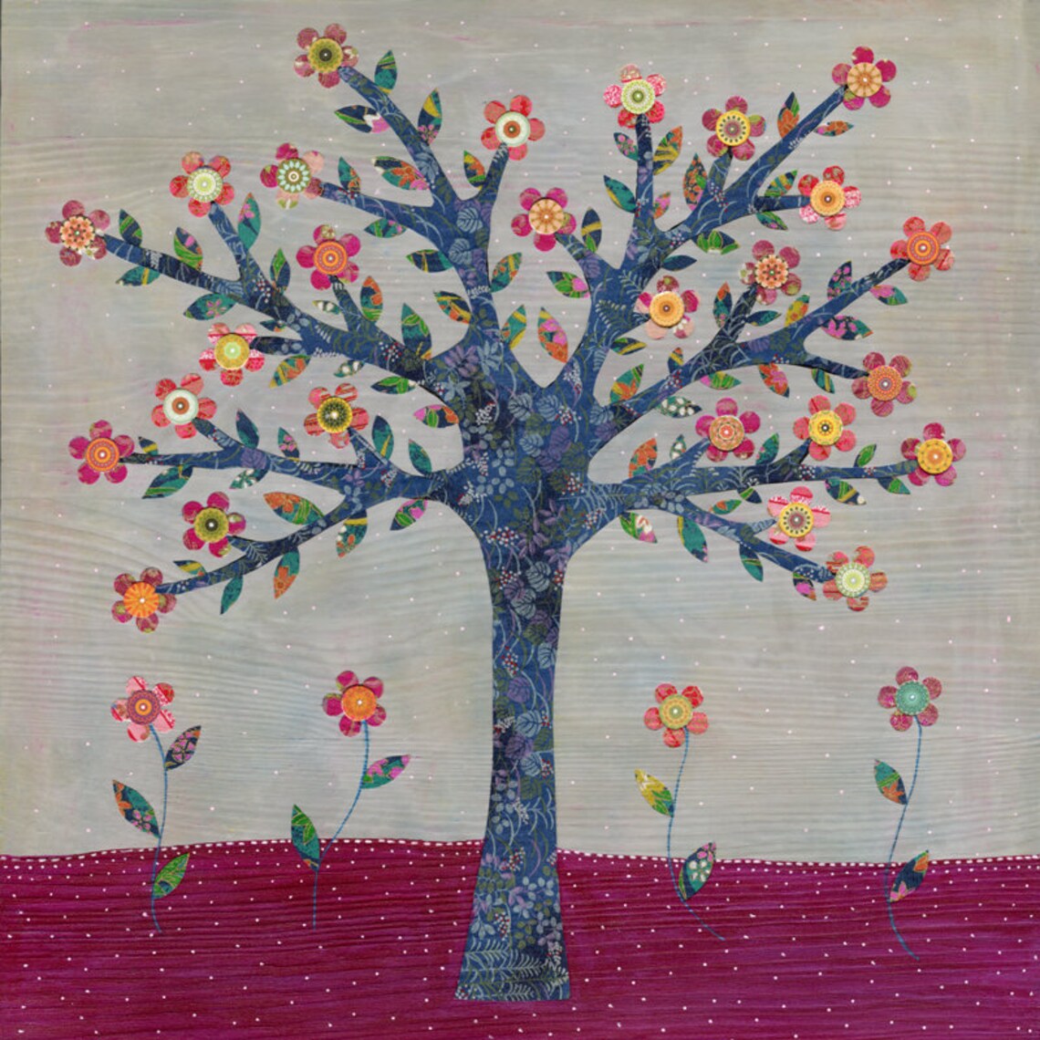 Art Print Tree Collage Painting Mixed Media Art Print Tree | Etsy