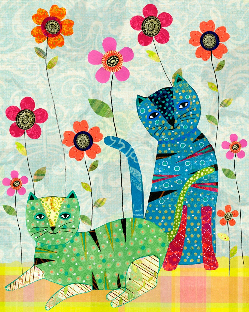 Cat Art Print, Cat Portrait, Pet Art, Pet Portrait, Cat Collage, Cat ...