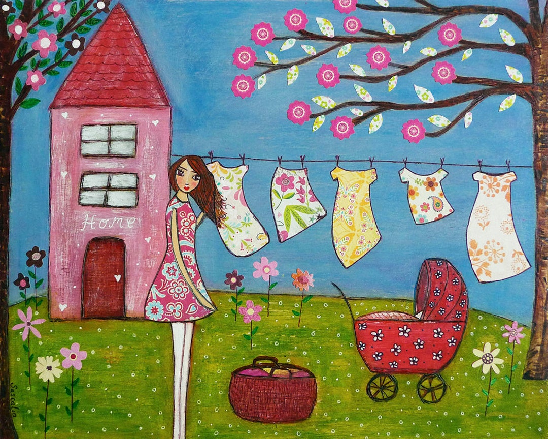 Laundry Day Art Print, Large Poster Print Laundry Room Decor, Washing ...