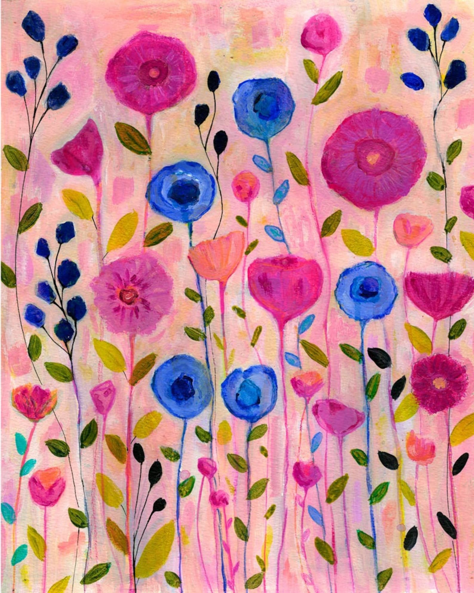 Modern Flower Art Print Bohemian Flower Art Print Large | Etsy