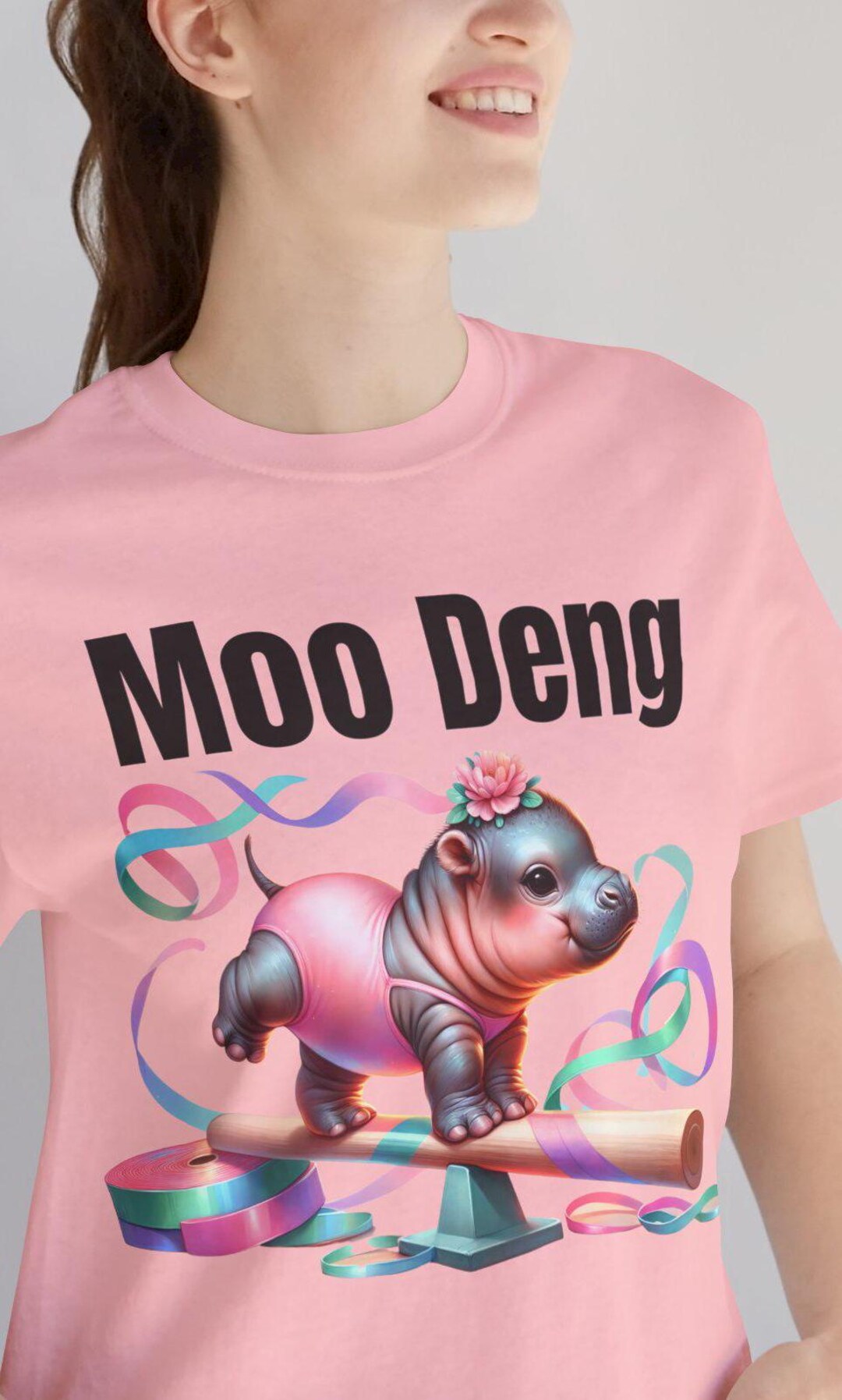 A Baby Hippo Moo Deng Gymnastics, Funny Tshirts, Funny Shirts for Men ...