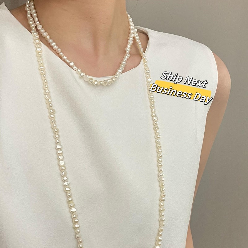 Long Pearl Necklace - Etsy