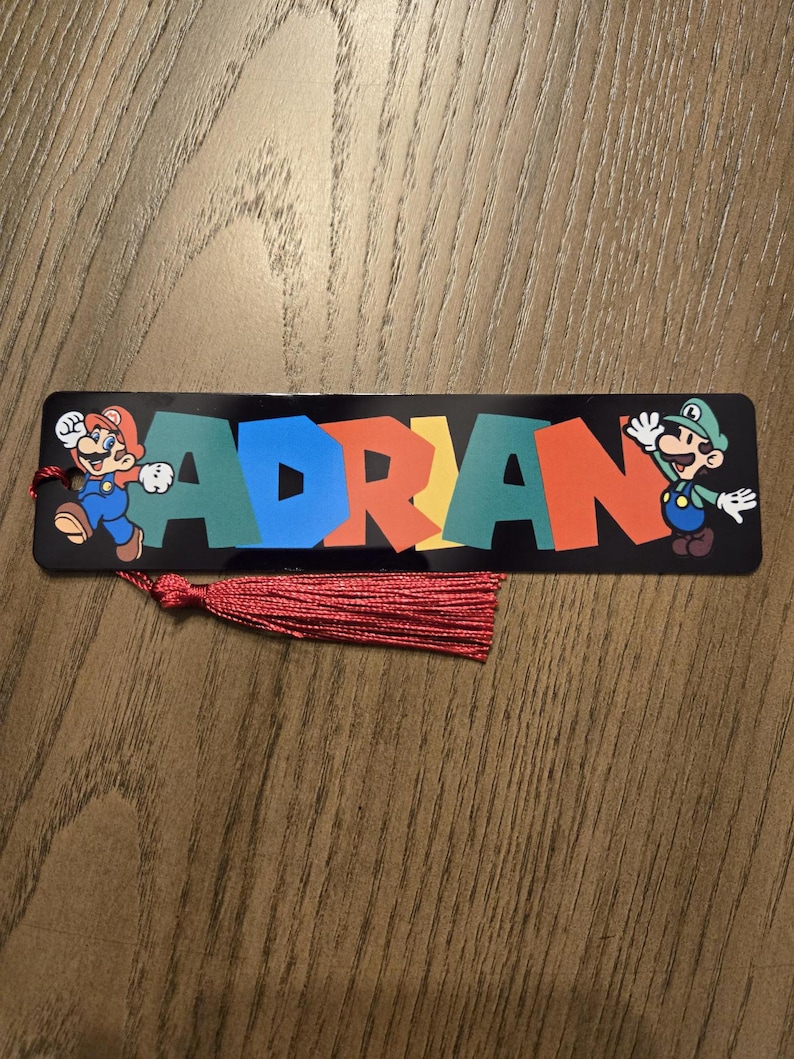 Personalized Super Mario Bookmark, Bookmark With Tassel, Gaming, Mario ...